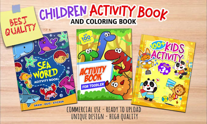 Design kids activity book, kids coloring book, cover design for kdp by ...