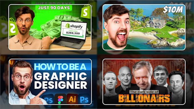 Design eye catching youtube thumbnail by Dezinramran10 | Fiverr