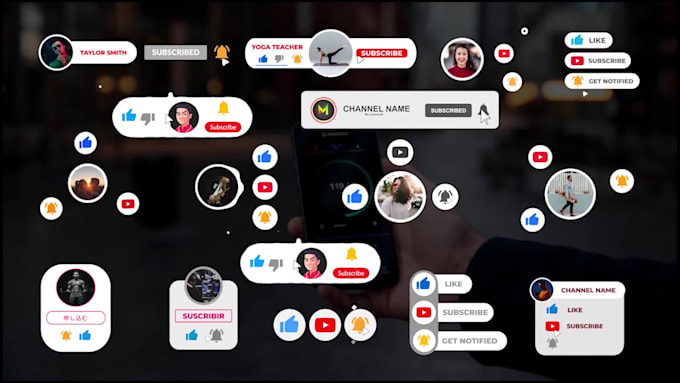 Make modern youtube subscribe animation, like and bell icon button by ...