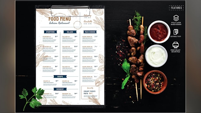 Design professional and modern print menu food menu by Naveenartz | Fiverr