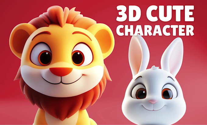 Design cute 3d animal character model, 3d mascot, 3d toy in cartoon ...