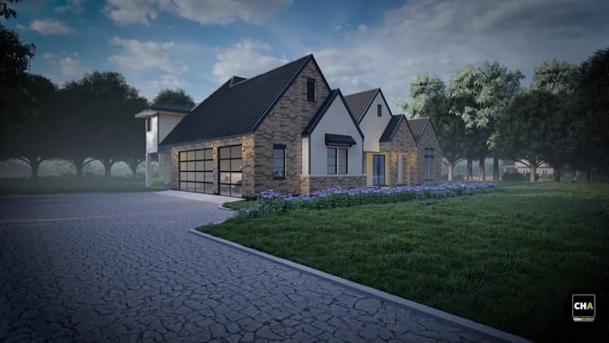 Design house exterior architectural 3d rendering by Chipzdesign | Fiverr