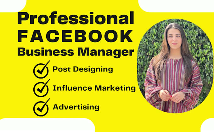 Be your facebook business page manager for setup, post, ads design ...