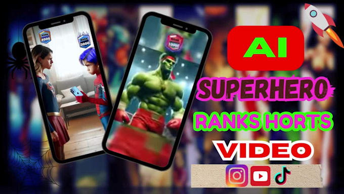 Create viral superhero shorts featuring joker, spider man, rank up ...