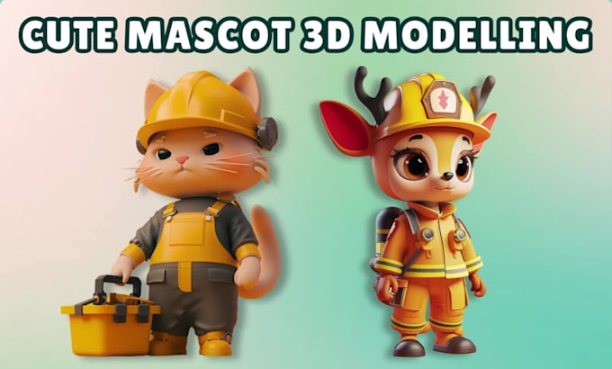 Draw chibi cute cartoon 3d character modeling and rendering by Voxel ...
