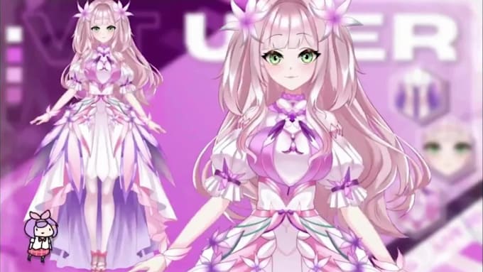 Draw live2d vtuber model png tuber in anime art style ready to rig free ...