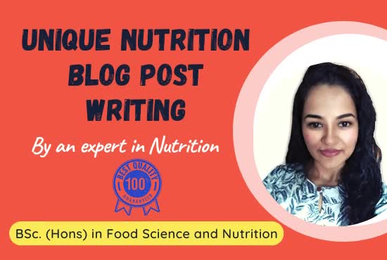 Write unique nutrition blog posts for you by Dilinitp | Fiverr