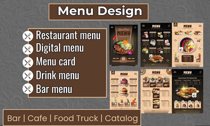 Design food menu card, restaurant menu, digital menu board for food ...