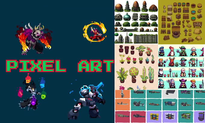 Do 2d game rpg retro pixel art and assets, animated gif tileset sprite sheet bit by Franklin ...