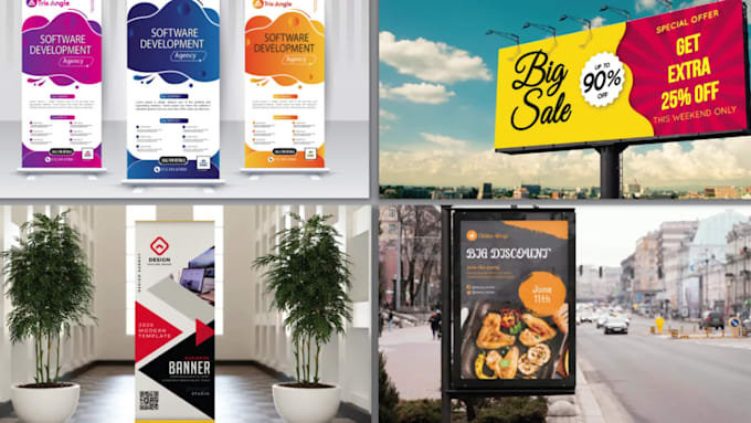 Design outstanding roll up banner, billboard, signage and retractable ...