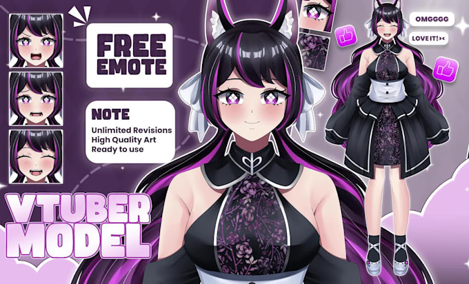 Draw custom high quality vtuber model in anime art for streaming ready ...