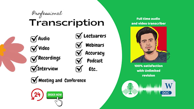 Transcribe audio video recording phone call meeting transcription audio ...