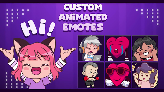 Custom animated twitch chibi emotes for your stream by Graphizine_ | Fiverr
