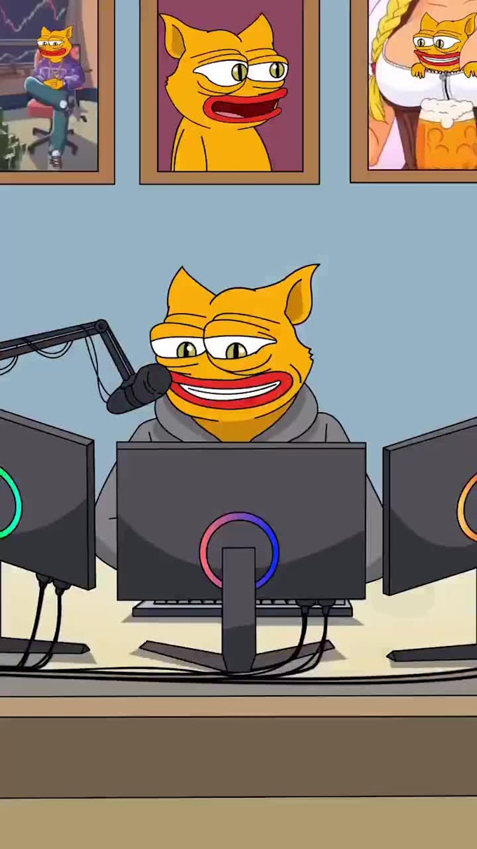 Create 2d crypto video, 2d memecoin animation, meme art illustration ...