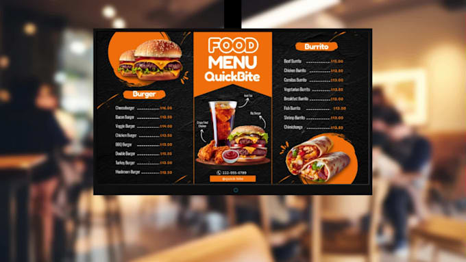 Create digital menu boards for restaurants and cafes by Marija_pajkan | Fiverr