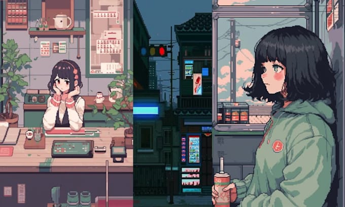 2d retro 8bit 16bit pixel art character looping lofi animation, animated gif by Pixel_crafter_0 ...