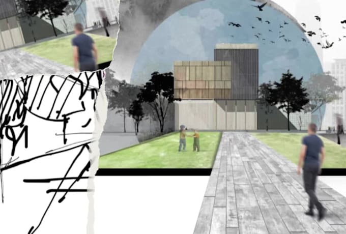 Do architectural collage render, visualization, concept by Big_b1 | Fiverr