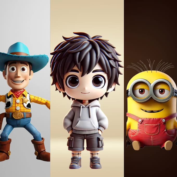 3d cute chibi character cute character cartoon style model for game and ...