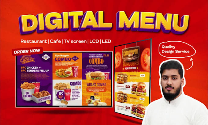 Design digital menu, tv screen digital menu or menu board for your ...