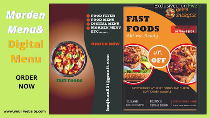 Create digital menu mordern menu and food flyer by Designerjisan01 | Fiverr
