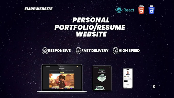 Build a personal resume, portfolio website with react js by Emrewebsite ...
