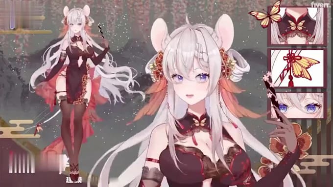 Design and rig 2d vtuber model live2d art anime vtuber model gif tuber ...