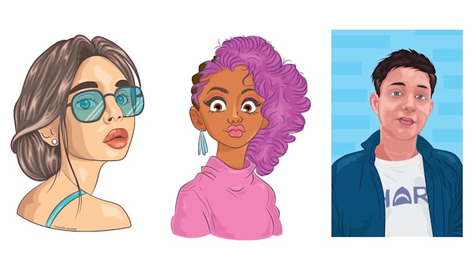 Draw a cartoon type modern portrait vector art by Shagg_studio | Fiverr