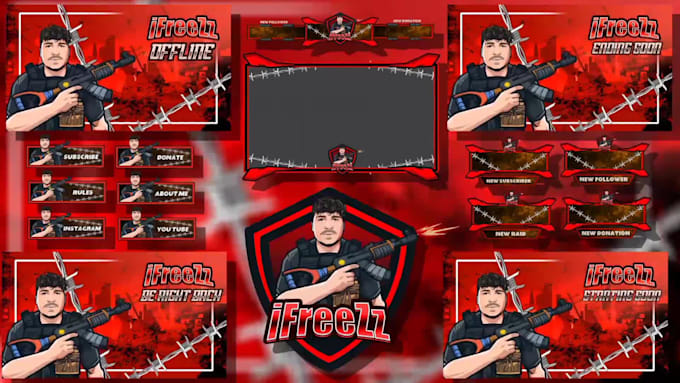Do unique twitch logo stream overlays animated screens and panels by ...