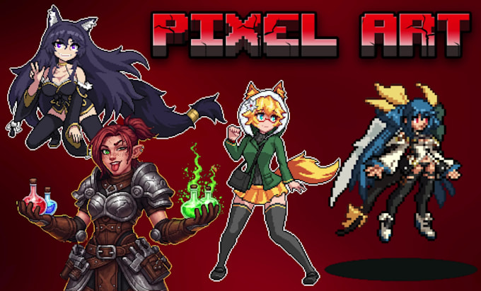 Do 2d pixel art retro characters lofi looping animations, sprite sheet ...