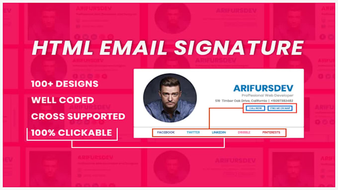 Create clickable html email signature from scratch by Arifursdev | Fiverr
