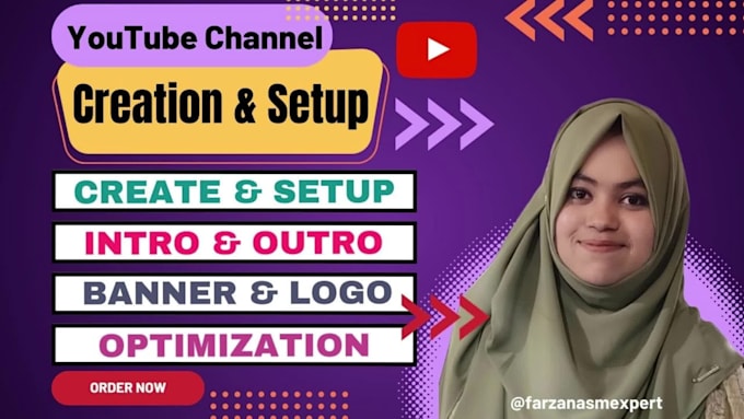 Create, setup, design logo, banner, optimize youtube channel by Farzanasmexpert | Fiverr