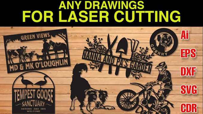 Vector trace and deliver dxf svg for laser cutting and cnc by Hlat ...