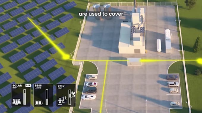 Create 3d microgrid power plant animation with solar and battery ...