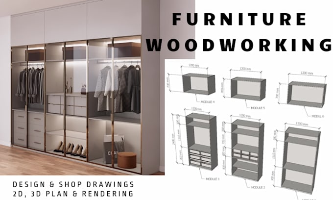 Design 3d and 2d shop drawings for furniture woodworking by Arc_thai ...