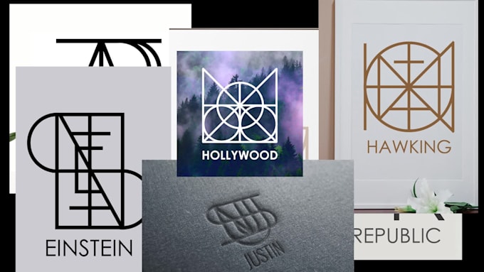 Design modern custom personalize geometric shape minimalist name logo ...