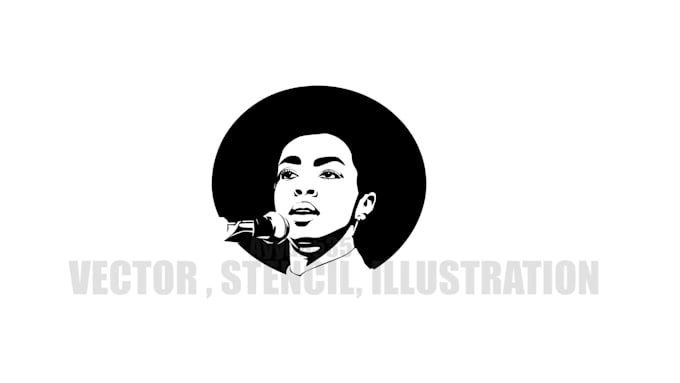 Create a detailed vector art portrait stencil in black and white by ...