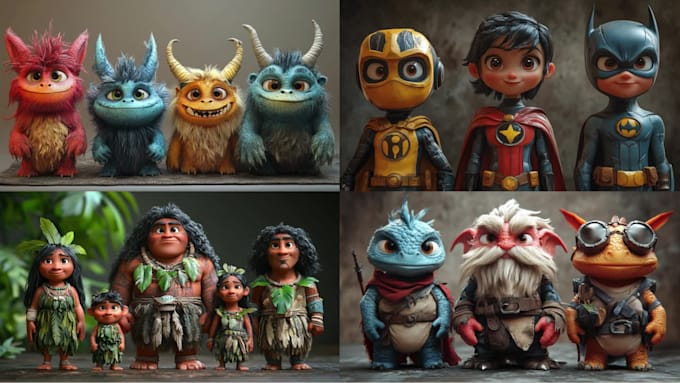 Design creative 3d ai art cartoon in pixar style with ai image ...