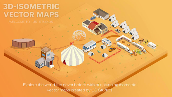 Design a 3d isometric map or event map illustration by Us__studios | Fiverr