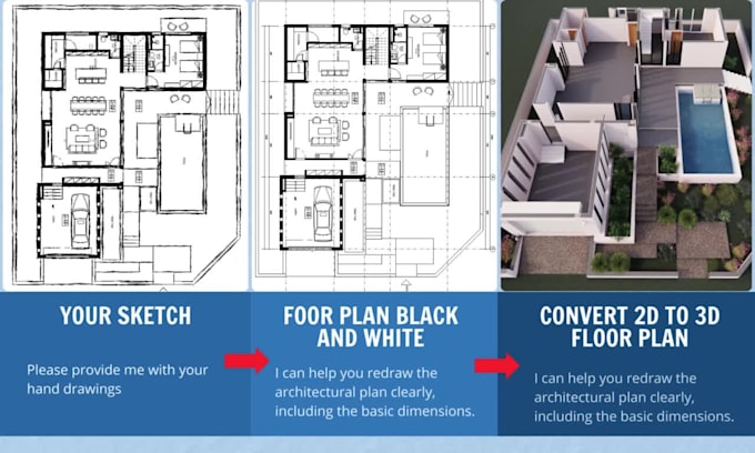 Create 2d floor plan and convert to 3d for real estate agent by Lily_h0624 | Fiverr