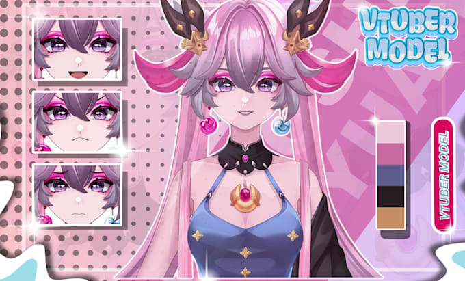 Draw live2d model in anime art vtuber model character high quality by ...