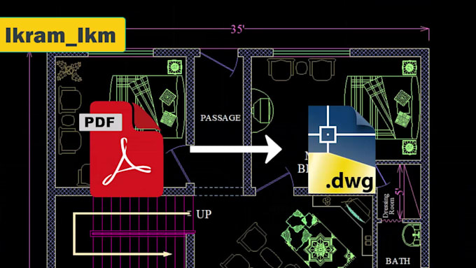 Draw floor plan autocad drawing and convert pdf to autocad by Ikram_ikm | Fiverr