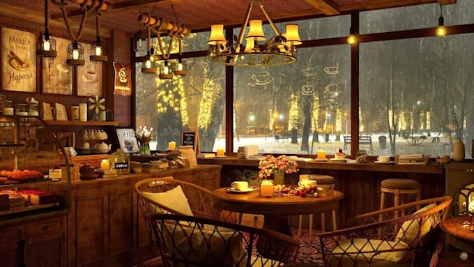 Create Cozy Coffee Shop Ambience Rain Video For Jazz Relaxation Music