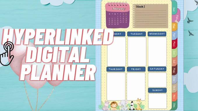 Design printable and hyperlinked digital planner by Dinosonvenus_ | Fiverr