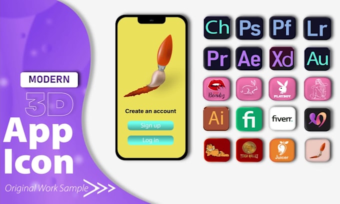 Custom app icon 3d app icon with the splash screen by Zayanneil40 | Fiverr