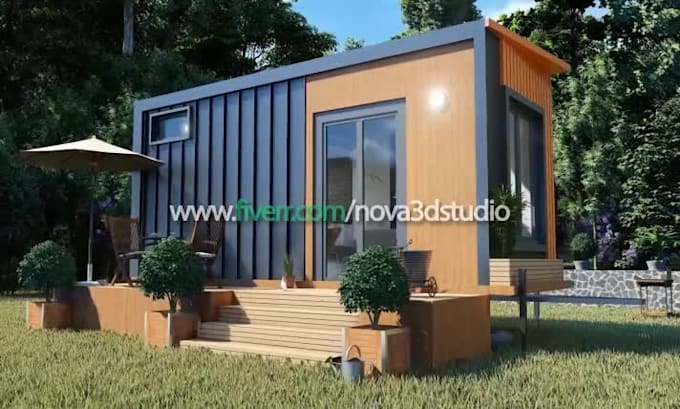 Create 3d tiny house design by Nova3dstudio | Fiverr