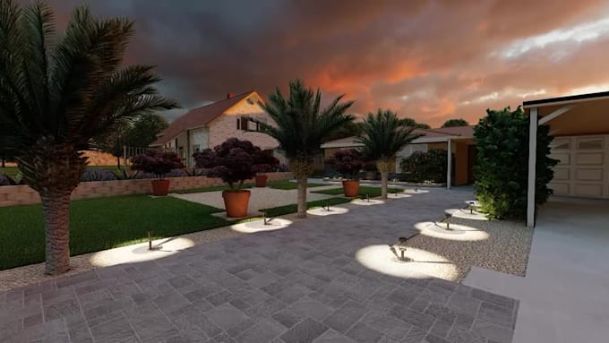 Professionally render your front yard, backyard, patio, and landscape ...