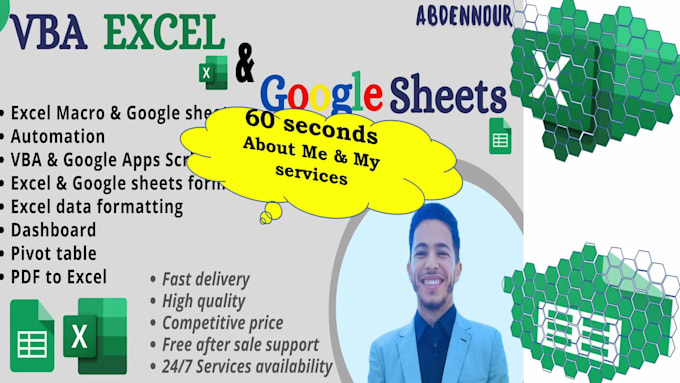 Do microsoft excel, google sheets, vba, macros, dashboard, automation, formulas by Abdennour__kr ...