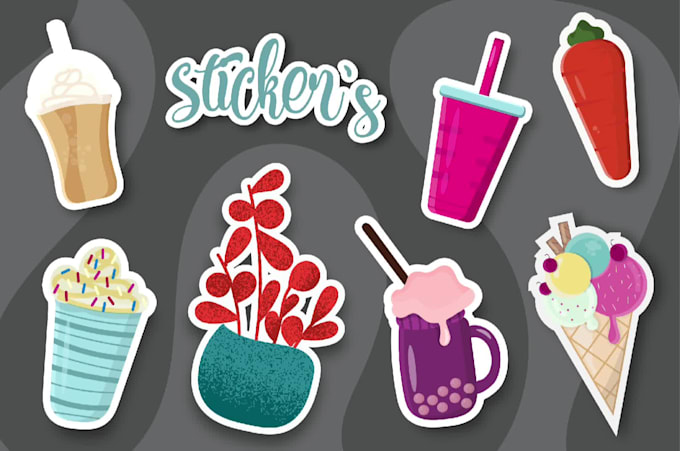 Design custom cute sticker by Zainyspictorial | Fiverr