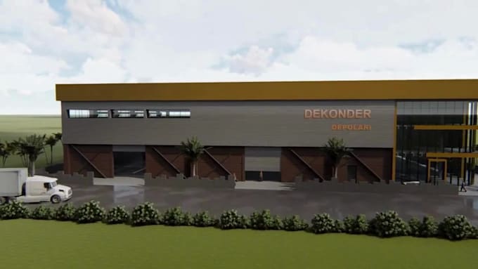 Hacer animación de almacén en 3d, diseño de almacén en 3d, interior en ...