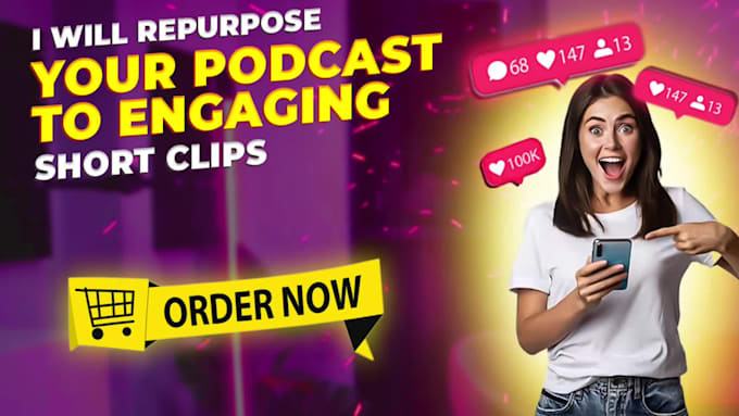 Repurpose your podcast to engaging tiktok, reels and yt shorts by Teodoririnel | Fiverr